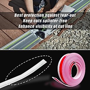 Self-Adhesive Splinterguard Splinter Guard Fit for Festool Guide Rail, Clear Replacement 495209, 200” Long, 27/32” Width, 1/16” Thickness