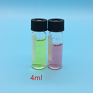 ULTECHNOVO Glass Vials with Screw Caps, Clear Liquid Sample Glass Bottles, 20pcs Chromatography Vials Reagent Serum Storage Bottle with Scale and Black Solid Lid and Septa