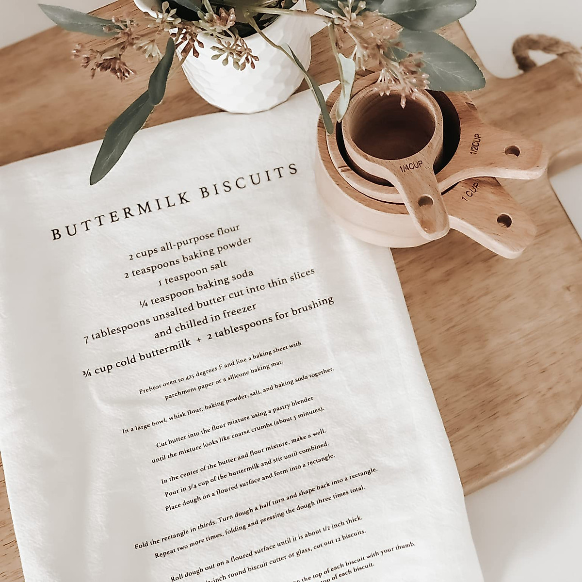 Sweet Water Decor Buttermilk Biscuits Tea Towel | Large Size 28 x 25 inches | Cream with Black Text | Bathroom, Kitchen, Dish (Buttermilk Biscuits)