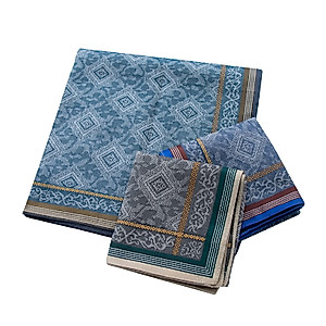 Mens Soft Cotton Handkerchiefs Old-fashioned Jacquard Pattern Assorted Pack 3PCS