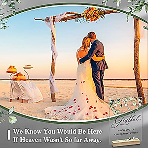 4 Pcs Acrylic Wedding Signs for Ceremony and Reception 8 x 6 Inch Wedding Reception Signs with Wooden Stand Memorial Reserved Table Signs Clear Cards and Gifts Sign for Wedding Guest Book Signs