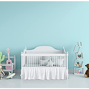 Crib Bed Skirt for Nursery Crib Toddler Bedding Crib Ruffle Bed Skirt for Baby Boys or Baby Girls -Brushed Microfiber for Nursery Crib Bed Skirt Standard Crib and Toddler Bed, 14" Drop (White)