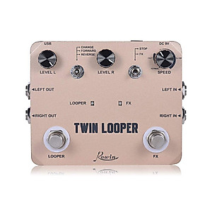 Rowin Twin Looper Station Guitar Effect Pedal with 9V DC 1A Pedal Power Supply
