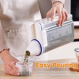 TBMax Cereal Container Oatmeal Dispenser - 2Pack, Rice Storage Bin with Airtight Design+ Measuring Cup + Pour Spout + 2KG Capacities Perfect for Suger Grain Flour Nuts Organization