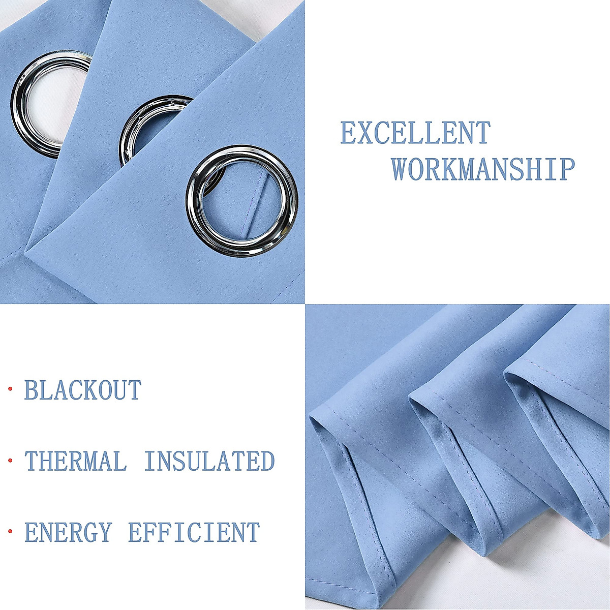 DECOVSUN Sky Blue Valances for Windows 52X18 Inches Blackout Thermal Insulated Valance with Grommet Top for Kitchen Living Room Short Straight Drape Valance for Bedroom Kids Room 1 Panel