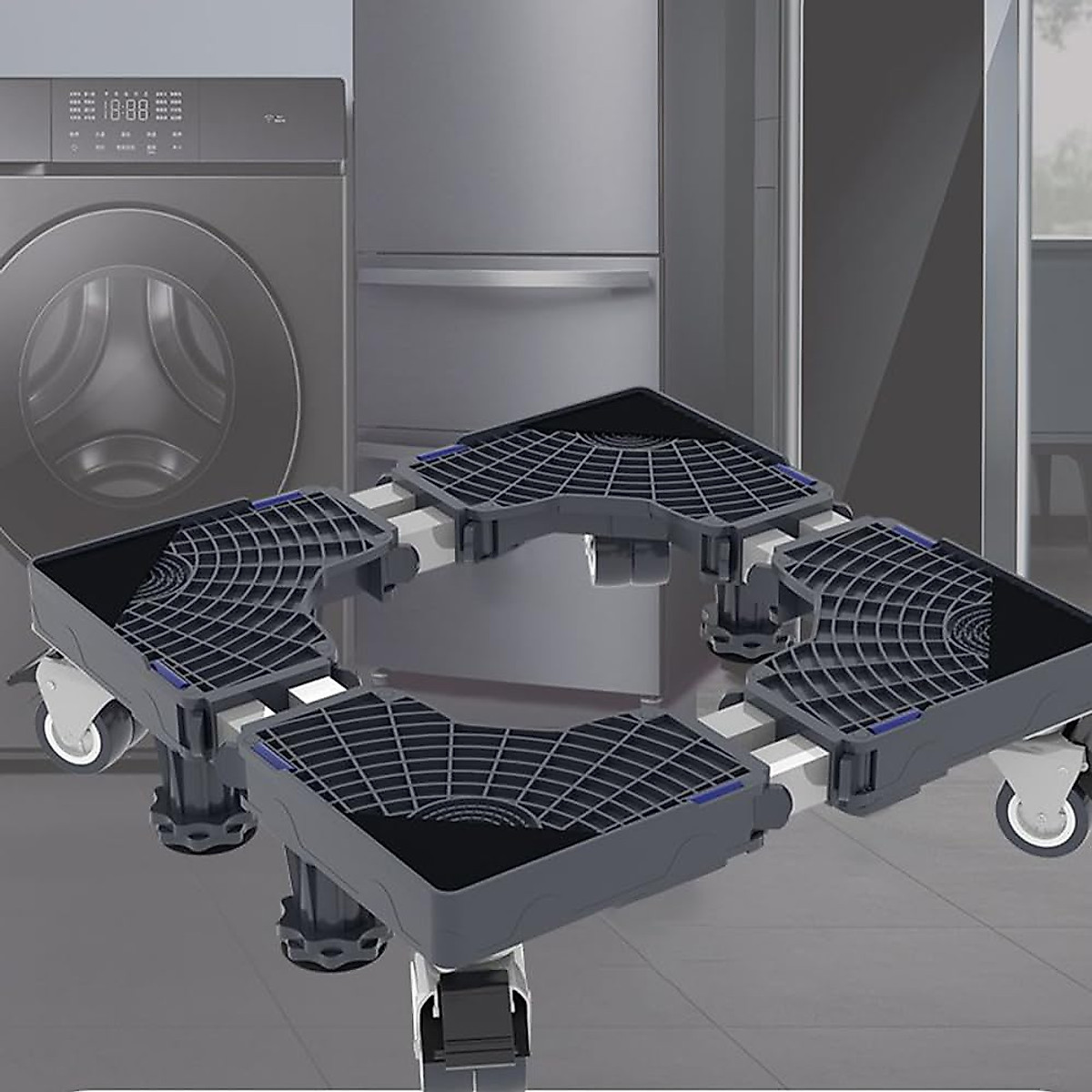 Washing Machine Stand Mini Fridge Stand Height Adjustable Washer and Dryer Pedestal Universal Stand Base with 4 Strong Heavy Duty Feet for Washing Machine Laundry and Refrigerator (Gray)