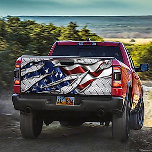 Oasisdream American Flag Truck Tailgate Sticker Decal Wrap Patriotic Decoration High-Definition Print Graphic Size 66"×26" Suitable for Pickup Trucks Weatherproof Car Wash Safe