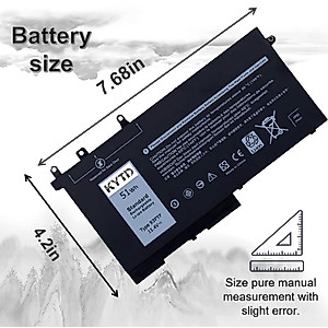 KYTD 93FTF Laptop Battery Compatible with Dell Precision 15 3520 3530 Latitude E5280 E5480 E5580 E5490 E5590 E5480 E5290 E5591 E5491 Series D4CMT 4YFVG 83XPC DJWGP DV9NT 451-BBZT [11.4V/51WH]