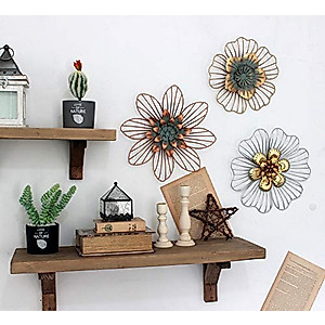 Funerom Metal Floral Wall Decoration Flower Wall Decor(Copper 11.75x1.2x11.75 inches)