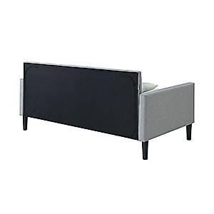 LuXeo Bristol Twin Size Upholstered Panel Daybed in Gray Fabric