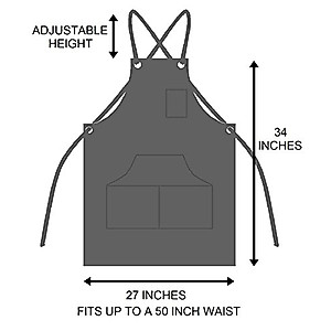 Hudson Durable Goods - Waxed Canvas Apron - Black Apron for Men and Women - With Pockets & Crossback