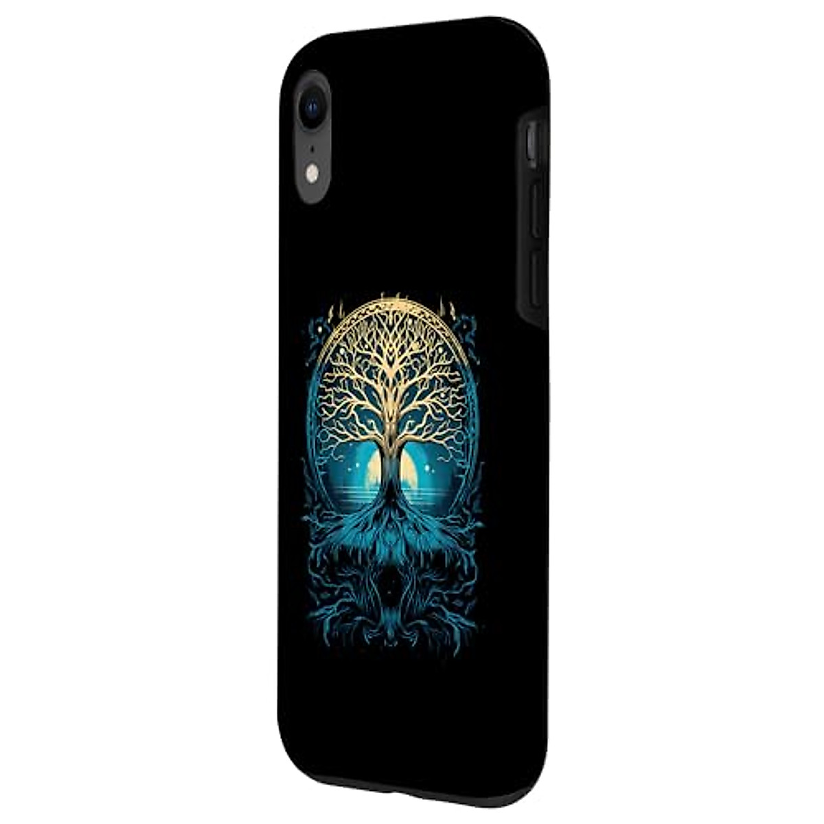 iPhone XR Odin Tree of Life Viking Valhalla Pagan Blue and Yellow Case