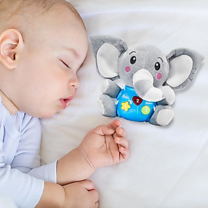 LITTLESMET Baby Musical Elephant Toys 0-6 Months, Newborn Girls Soft Plush Stuffed Animals Infant Toys for 0 1 3 6 9 12 18 Months 1 Year Old Toddlers Boy,Baby Light Up Toy Birthday Shower Gift