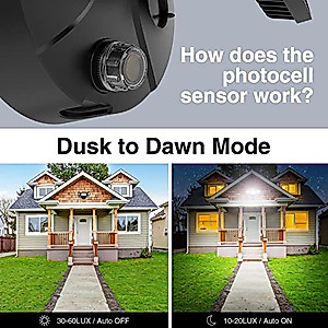 Onforu 55W Security Lights Dusk to Dawn, 5500LM Bright LED Flood Light with Photocell, 3 Adjustable Heads Exterior Floodlight, IP65 Waterproof 6500K Daylight White Outdoor Light for Garage Yard Patio