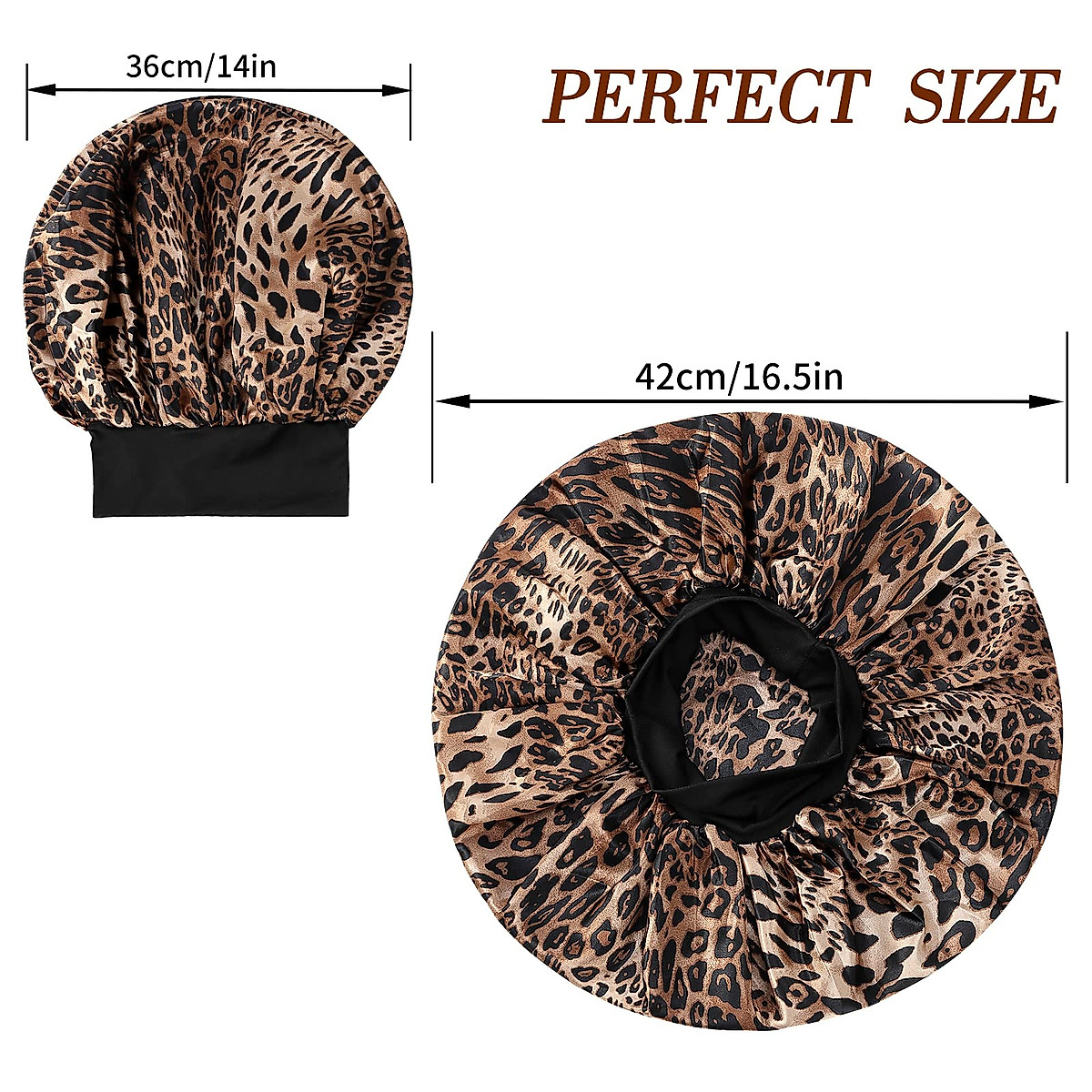 Xieklpwy 4 Pcs Large Satin Hair Bonnet for Sleeping, Wide Elastic Band Sleep Caps for Women, Adjustable Satin Cap for Sleeping, Night Sleeping Head Cover for Long Hair, Curly Hair