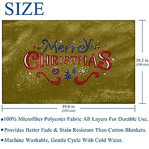 Merry Christmas Prints Soft Warm Cozy Blanket Throw for Bed Couch Sofa Picnic Camping Beach, 150×100cm