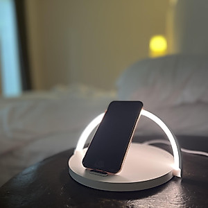 Qivation TiO2 Multifunctional Desk Lamp with Wireless Charger, Japan Tech 24/7 Air Purification, LED lamp 3 Brightness Levels, Phone Stand, Eye-Caring Night Light Qi Comp. for Home & Office