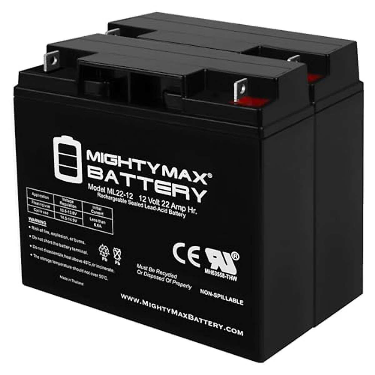 Mighty Max Battery 12V 22AH Battery Replacement for Truck PAC ES1240 for ES8000 JumpStarter - 2 Pack