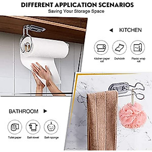 Paper Towel Holder Under Cabinet: 2 Pack SUS304 Stainless Steel Wall Mount Self-Adhesive Paper Towels Rolls for Kitchen (A-Wall-Mounted)