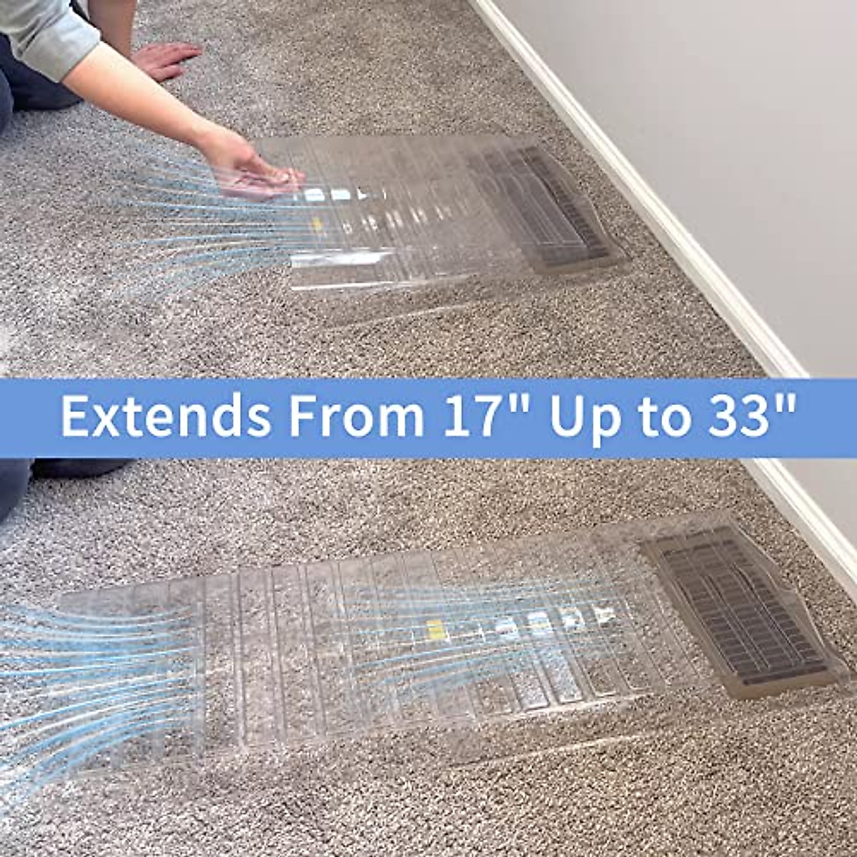 Air Vent Extender for Under Furniture, Floor Vent Deflector for Floor Register Up to 12" Wide, Extends from 17"-33" (1PCS)