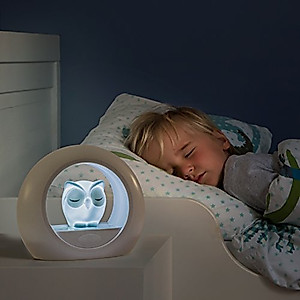 Zazu Kids Voice Activated Nightlight Lamp - Sleep Trainer, Grey Owl Lou