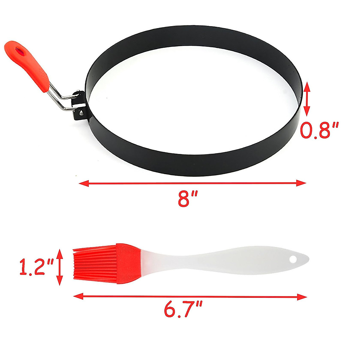 8" Pancake Mold 2 Pack Pancake Ring with Insulated Handle Nonstick Big Egg Ring Omelette Ring for Griddle Stainless Steel Round Pancake Shaper Mold for Fried Egg Pancakes Sandwich Muffins Breakfast