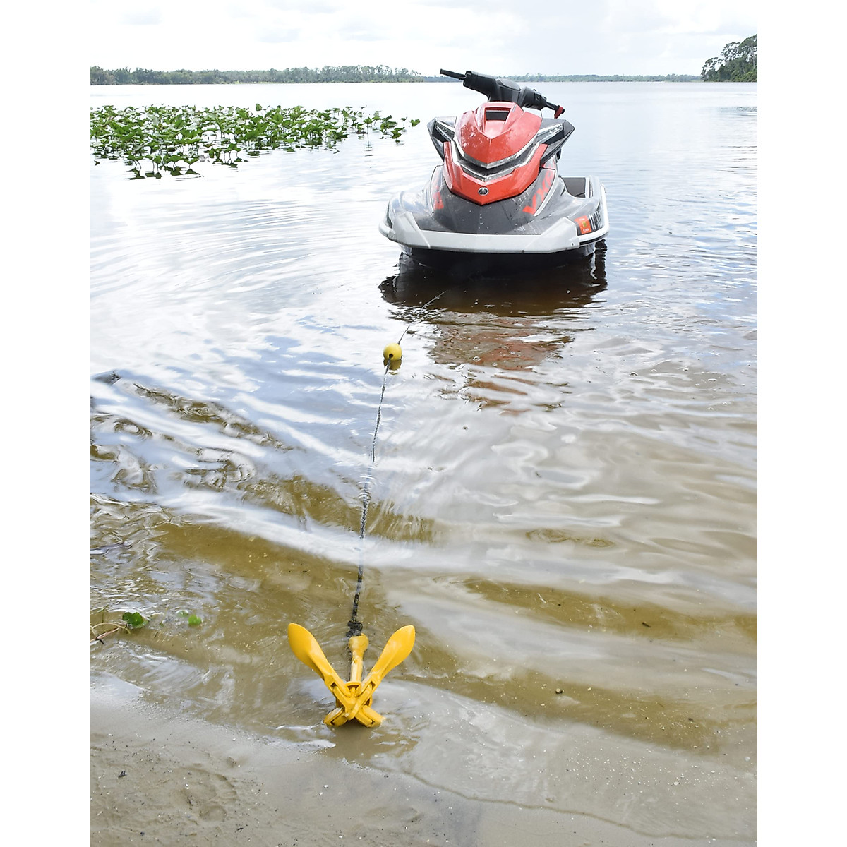 QPURO Kayak Anchor Kit - 3.5 lb Grapnel Anchor, Marine Anchor, Folding Anchor - Ideal for Kayak Fishing, Paddle Boards (SUP), PWC, Jet Ski's, Small Boats (Yellow)