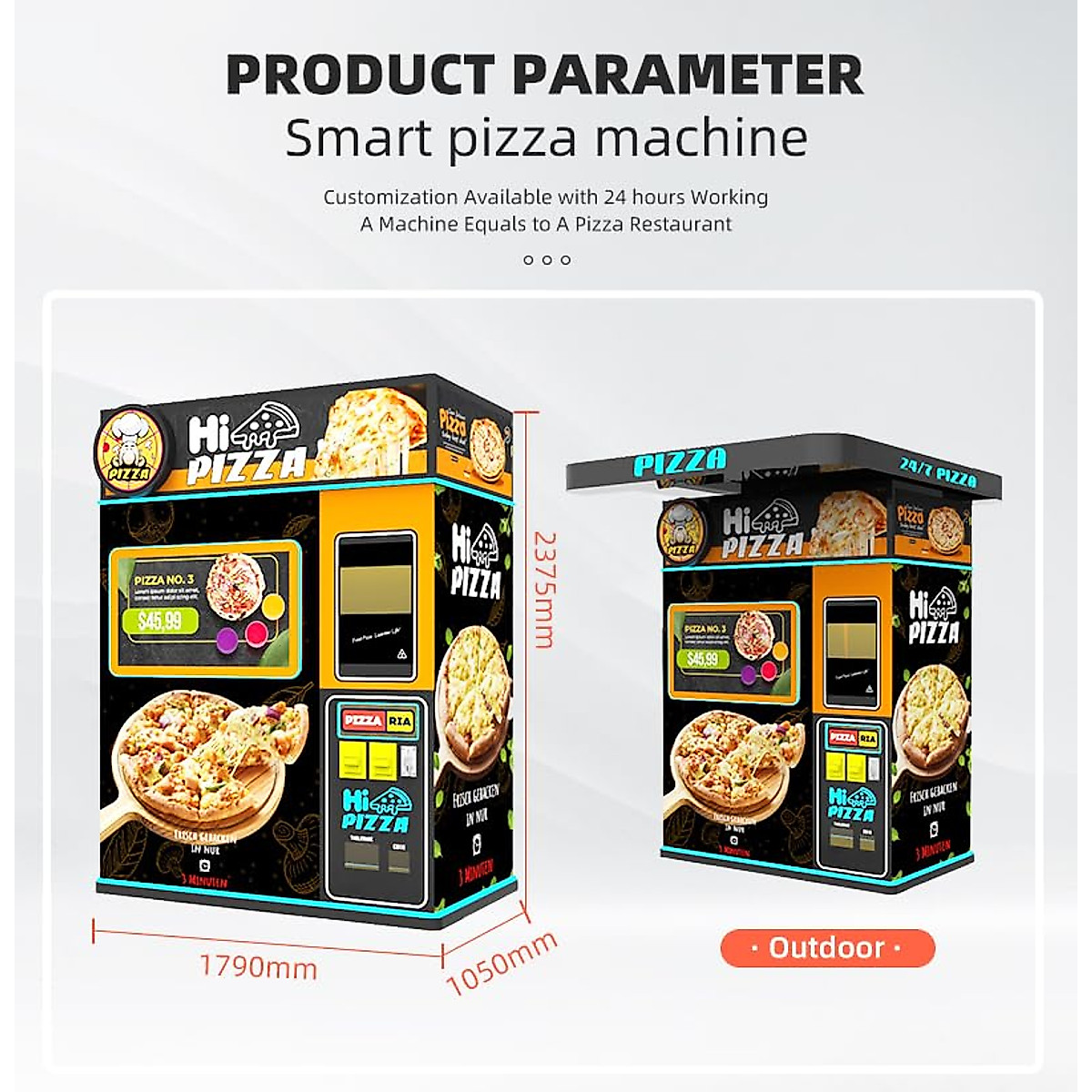 Heated Hot Food Pizza Hamburger Sandwich Vending Machine Automatic with Touch Screen Pizza Maker