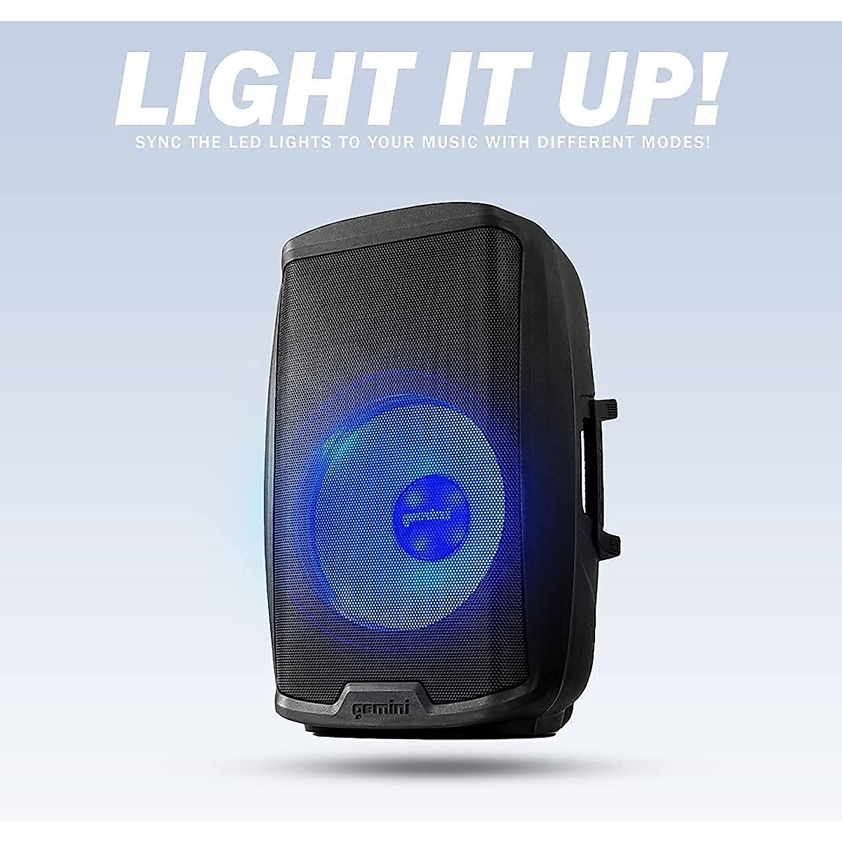 Gemini Sound AS-2115BT-LT Active 2000W Watt Party LED Light 15 Inch Woofer Powered Stage DJ Monitor Bluetooth PA Speaker, Wireless Stereo Pairing, Portable Fly Points