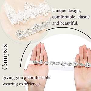 Campsis Wedding Rhinestone Garter Set White Bride Lace Leg Band Crystal Thigh Decor Prom Party for Bridal and Bridesmaid(Silver)
