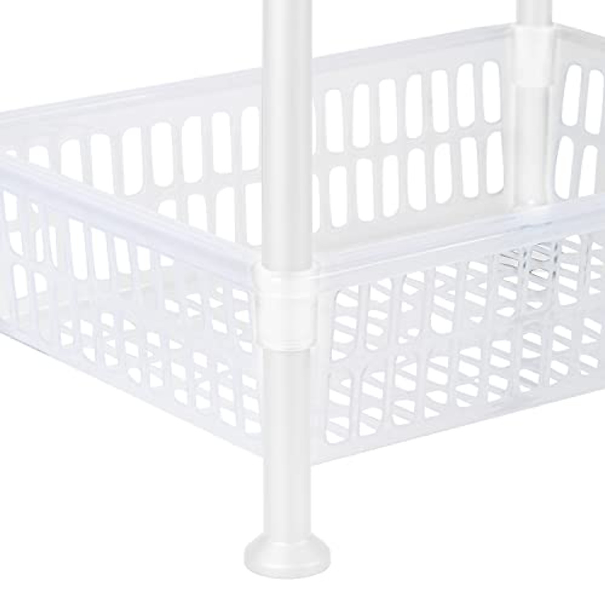 Kitchen Details 4 Tier Slim Basket Shelf Rack | Storage & Organizer | Kitchen | Bathroom | Laundry Room | Office | Good for Food and Kitchen Supplies | White