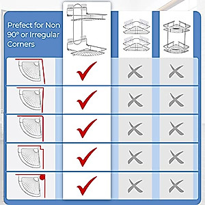 TreeLen Corner Shower Caddy, Adhesive Shower Shelf for Inside Shower, Bathroom Shower Corner Organizer Wall Mounted - Silver