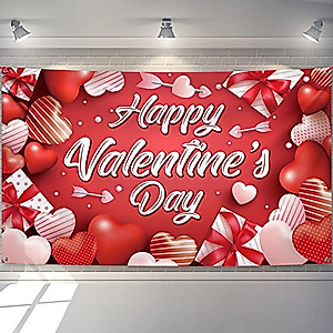 Xtralarge Happy Valentines Day Banner - 72x44 Inch | Valentines Day Backdrop, Valentines Day Decor for Office | Valentine Backdrop, Valentines Party Decorations | Valentines Backdrops for Photography
