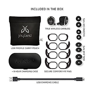 Jaybird RUN True Wireless Headphones for Running, Secure Fit, Sweat-Proof and Water Resistant, Custom Sound, 12 Hours In Your Pocket, Music + Calls (Jet)