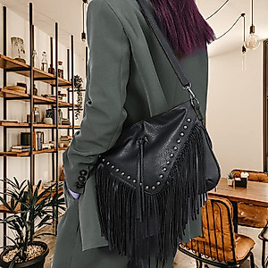 Western Fringe Purse Crossbody Bag for Women, Vintage Leather Fringe Crossbody Purse, Boho Shoulder Purse with Fringe