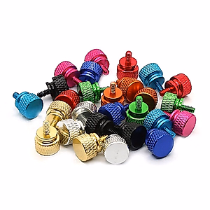 10Pcs 6#-32 * 6mm Aluminum Alloy Computer Chassis Colorful Screws Coarse Teeth 3.5mm Knurled Head Screw Hand Twist Bolt DaJiKan (Color : Local gold)