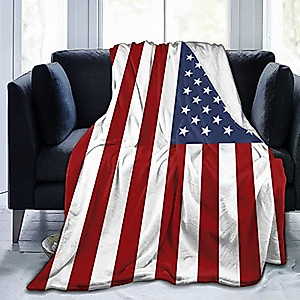 Maylian US Flag 3D Print Flannel Throw Blanket Coral Fleece Decorative Blankets Soft Luxury Cozy Blanket for Stadium Couch Bed Sofa Chair Gift (40 * 50 inch,1)