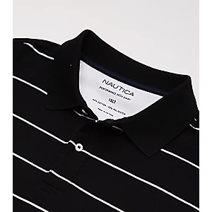 Nautica Men's Tall Classic Short Sleeve Striped Polo Shirt, True Black, 4X Big