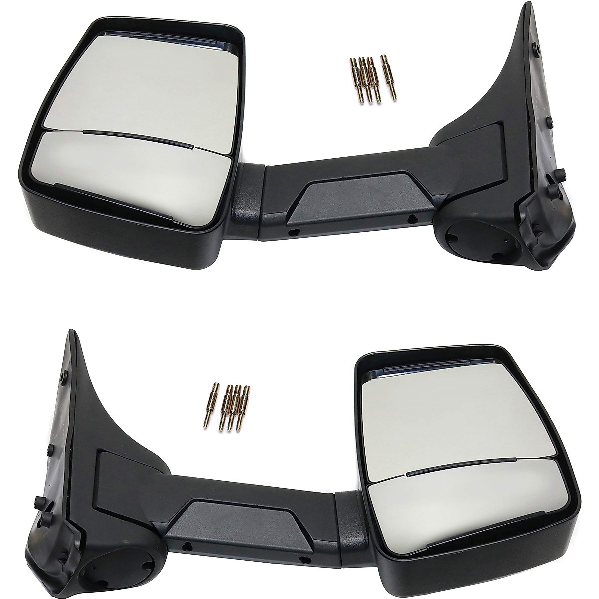 Kool Vue Mirror Set Compatible with 2003-2014 Ford E-150, 2003-2005 E-150 Club Wagon, 1992-2002 E-150 Econoline, Towing, Manual Adjust, Manual Fold, Single Arm, Fits 4-Bolt Mirror Only