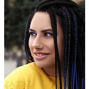 LAOPAZ Nose Ring With Opal 24G, 14K Gold Filled Nose Ring Hoop Green Opal, tiny nose piercing, beaded nose ring 7mm…