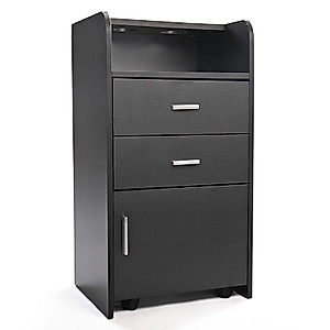Beauty Salon Station with Drawers, Salon Rolling Cart, Barber Organizer with Wheels, Hair Stylist Equipment Makeup Spa Cart, Hairdryer Holder, Black
