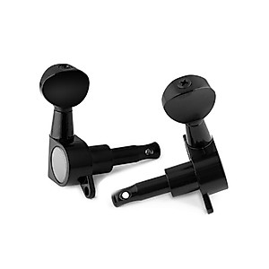 Holmer Guitar String Tuning Pegs Tuning Machines Sealed Machine Heads Grover Tuners Tuning Keys Oval Button 3 Left 3 Right for Electric Guitar or Acoustic Guitar Black.