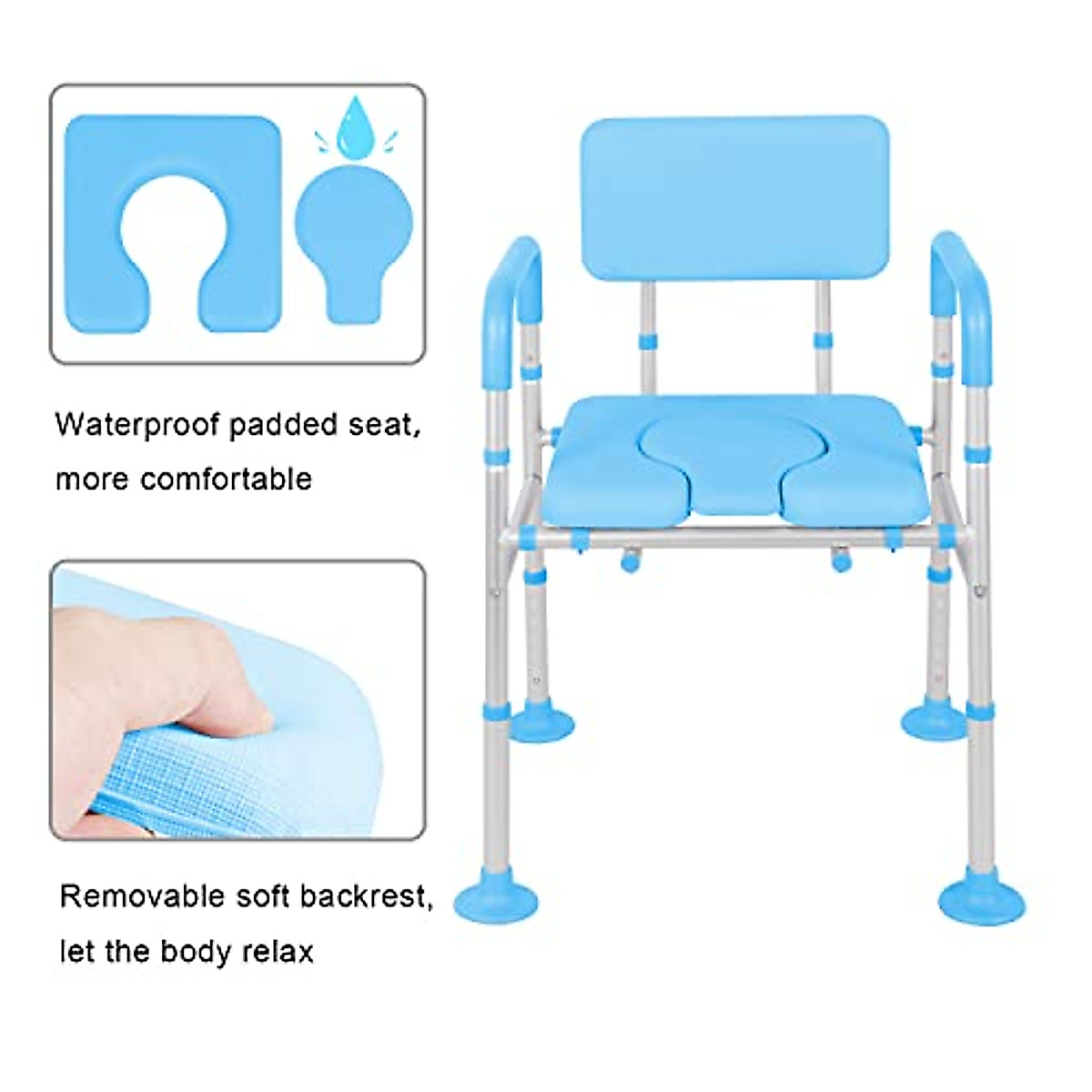 Famard 3-in-1 Raised Toilet Seat with Handles, Handicap Toilet Seat Risers with Soft Back and Padded Seat, Width and Height Adjustable Elevated Toilet Seat for Elderly, Pregnant,Disabled