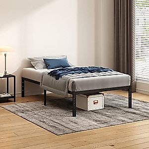 HLIPHA Twin Size Metal Platform Bed Frame with Heavy Duty Steel Slat Support,12" Height Easy Assembly Mattress Foundation,No Box Spring Needed,Black
