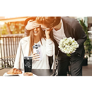 Wedding Anniversary for Couple Friend Lovers Cups Stainless Steel Wine Tumbler Travel Mug with Straw and Lid,2 Pack (4.blackwhite)