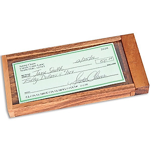 Bits and Pieces – Magic Money Puzzle Box for Adults – Wooden Brain Teaser ATM Puzzle Box - Hidden Compartment Case for Money Gifts – 8” x 3-5/8" x 1"