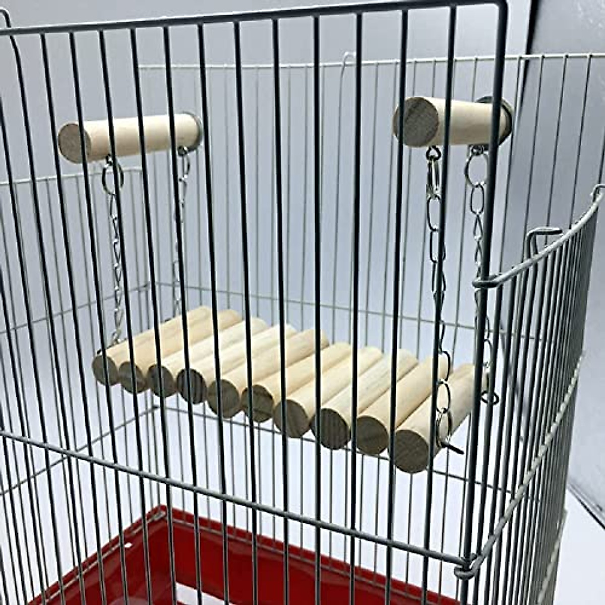 KYHSOM 5 Pcs Wooden Hamster Suspension Bridge,Bendable Climbing Ladder Pet Swing Toy Hideout with Natural Chew Balls for Mouse Chipmunk Guinea Pig Chinchilla and Other Small Animals