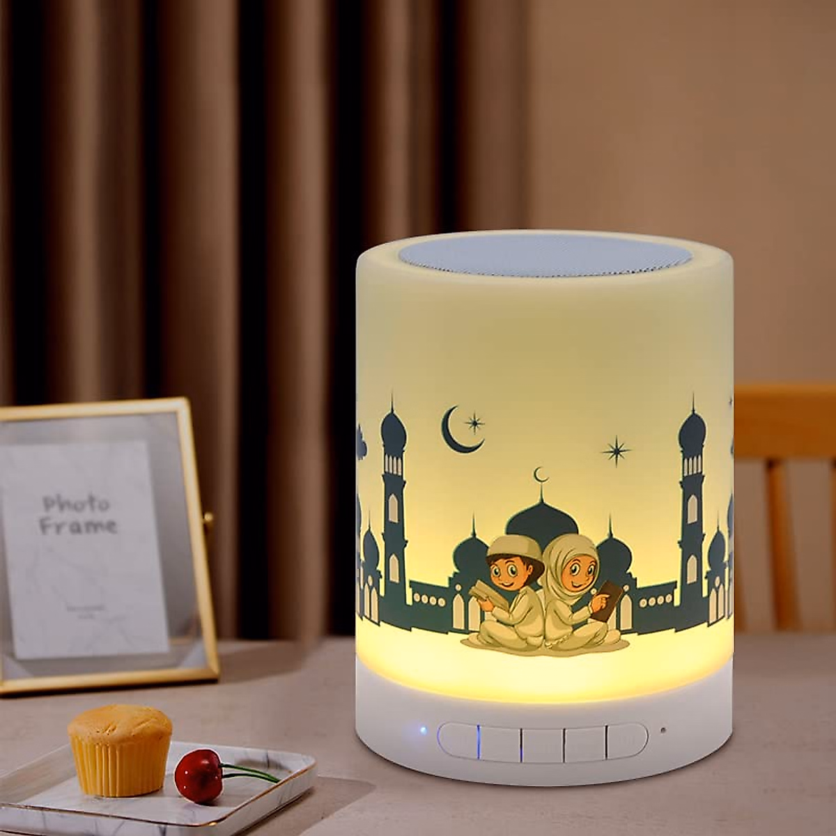 Telawah Quran Speaker with Remote Control, Portable LED Bluetooth Touch Cube MP3 Music Player Quranic Night Light Speaker