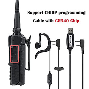 BAOFENG 2 Pcs UV-5R Dual Band Amateur Radio VHF/UHF Walkie Talkie 1800mAh Battery with Programming Cable