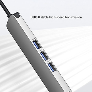 Port Expander USB C Hub 8-in-1 USB C Docking Station with Ethernet, HDMI, 3 USB3.0, SD/TF Card Reader, USB-C PD Compatible USB C Device USB Splitter